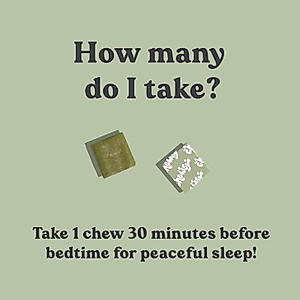 Chewsy Peaceful Sleep Chews, Sleep Support, 3 mg Melatonin, 200 MGS L-Theanine, Chamomile, Lemon Balm, Magnolia, Nighttime Sleep Aid, Naturally Minty Chews, Promotes restful Sleep, 30-Day Supply (1)