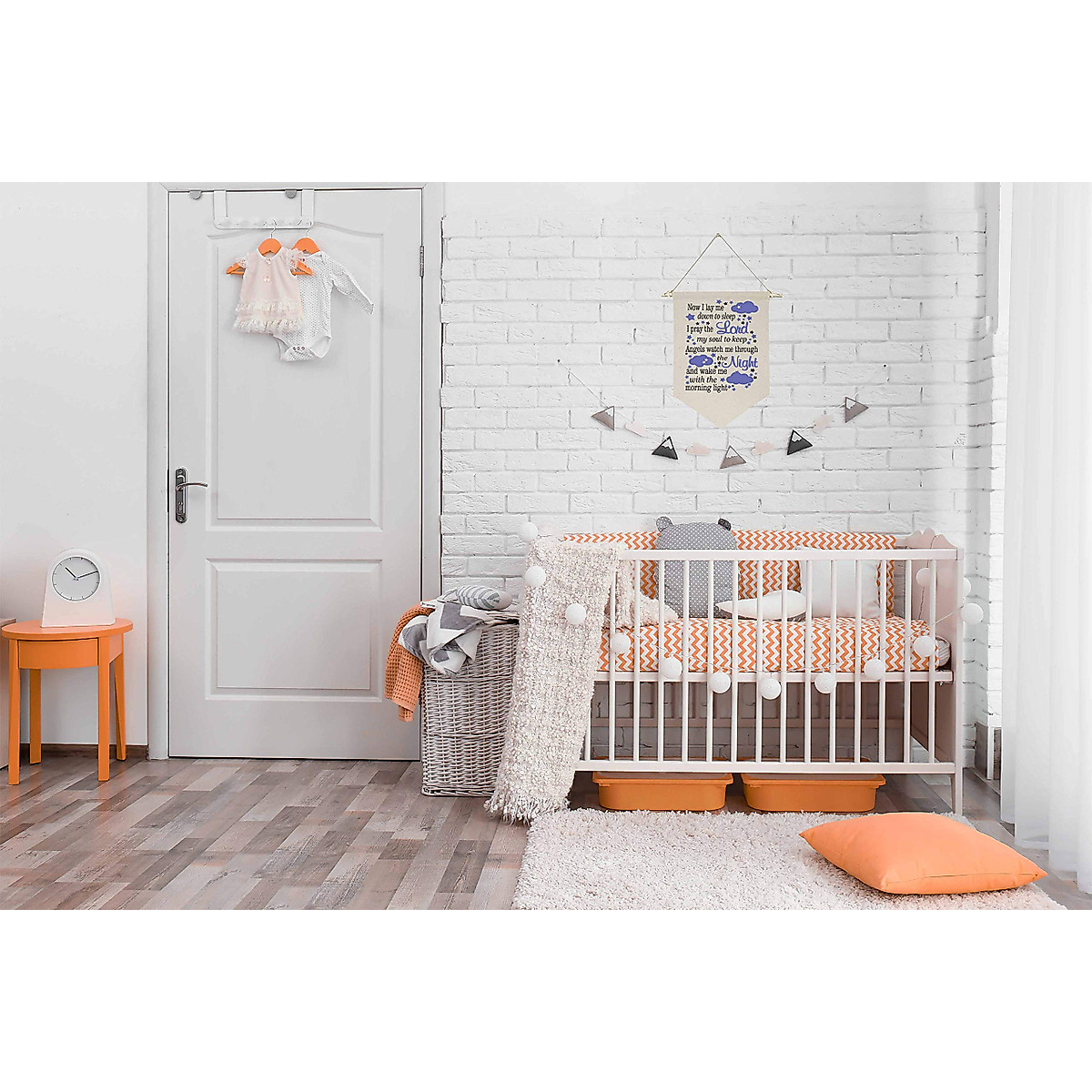 Now I Lay Me Down to Sleep,I Pray The Lord My Soul to Keep - Canvas Hanging Flag Banner Wall Sign Decor Gift for Boys Kids Nursery Teen Room Front Door