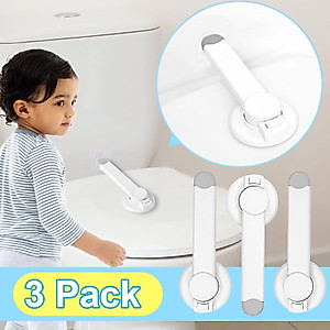 3 Pack Baby Proofing Toilet Lock, Fangze Toilet Lid Seat Locker Fit Most Toilets Bathroom Child Safety Locks for Toddler Kids Pets