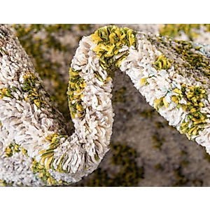 Unique Loom Estrella Collection Abstract, Modern, Light Colors, Distressed Area Rug, 6' 1" x 6' 1", Blue/Beige