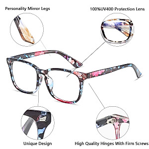 AISSWZBER Unisex Stylish Square Non-Prescription Eyeglasses Clear Lens Glasses