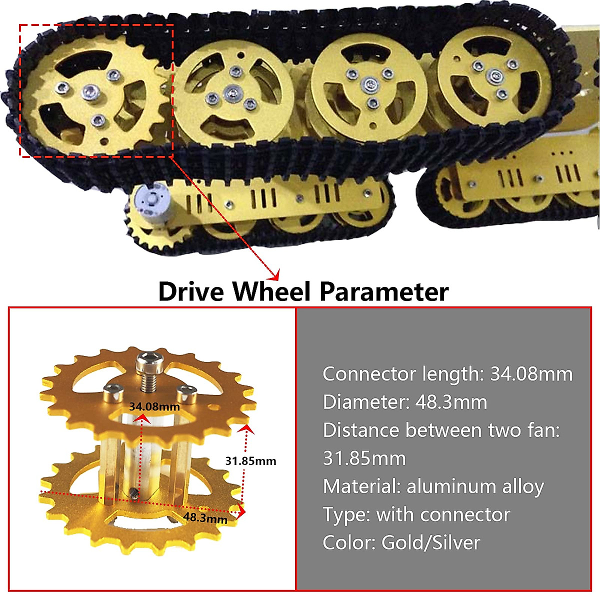 Professional T600 Robot Car Tank Chassis with High Torque DC Motor Kit, 4WD Crawler Platform Caterpillar Robotic Model Compatible with Arduino Raspberry Pi STEAM Microbit Python for Science Project