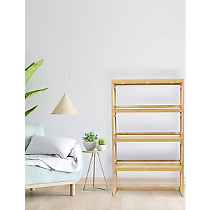 RoyalHouse Bamboo Rack, 4-Tier Shelving Unit, Perfect Storage Organizer for Bathroom, Living Room, Kitchen, Entryway, Closet