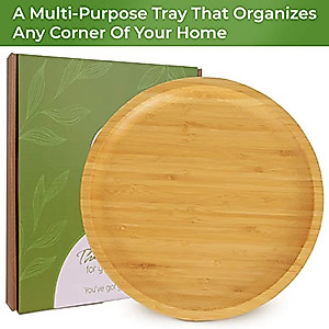 Bathroom Vanity Tray, Bamboo Vanity Tray, Waterproof and Sturdy Round Vanity Trays for Bathroom, Multifunctional Decorative Trays, Versatile to Use in The Kitchen, Bedroom, or Living Room