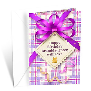 Prime Greetings Happy Birthday Card For Granddaughter, Made in America, Eco-Friendly, Thick Card Stock with Premium Envelope 5in x 7.75in, Packaged in Protective Mailer