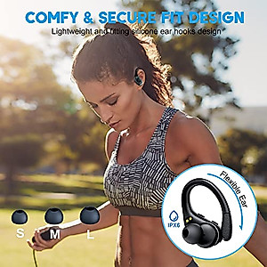Wireless Earbuds, 75H Playtime Bluetooth Earbuds Built in Noise Cancellation Mic, Bluetooth Headphones with Charging Case and LED Display, Sport Hearphones with Earhooks Stereo Wireless Headphones