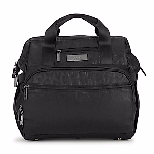 JuJuBe Dr. BFF, Fashion Diaper Bag, Bag for Baby Mom, Convert Between Backpack Straps, Crossbody Strap, Top Tote Handle, or Trolley Pass-Thru, Black Catwalk