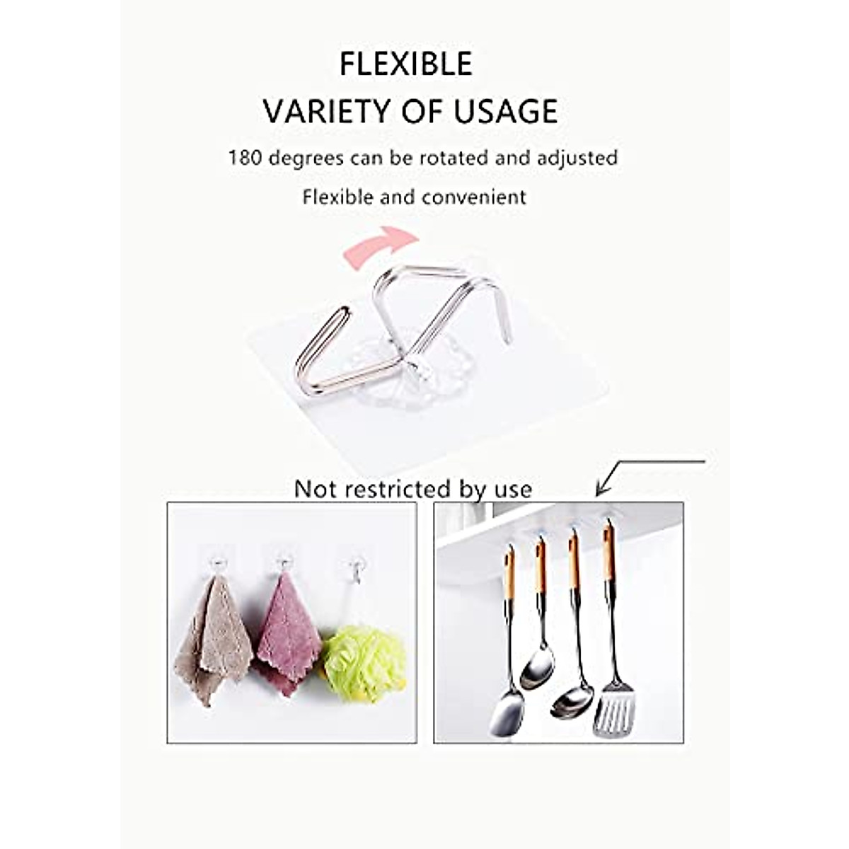 CHAIKEN&CAPONE Ceiling Hook Adhesive Hooks Wall Hooks for Hanging 20 Pieces13.2 Pounds (Maximum),with Stainless Steel Hooks for:Kitchen,Livingroom,Bathroom,Ceiling,Office,Etc.