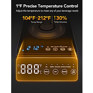 GoveeLife Smart WiFi Electric Kettle with LED Display, Variable Temperature Control, 0.8L, Alexa Compatible - Stainless Steel Kettle for Pour Over Coffee, Brew Tea, Boil Hot Water, Matte Black