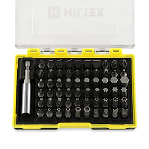 Hiltex 10060 Security Bit Set with Magnetic Extension Adapter, 61 Piece | 1/4-Inch Hex Shank | CR-V Steel