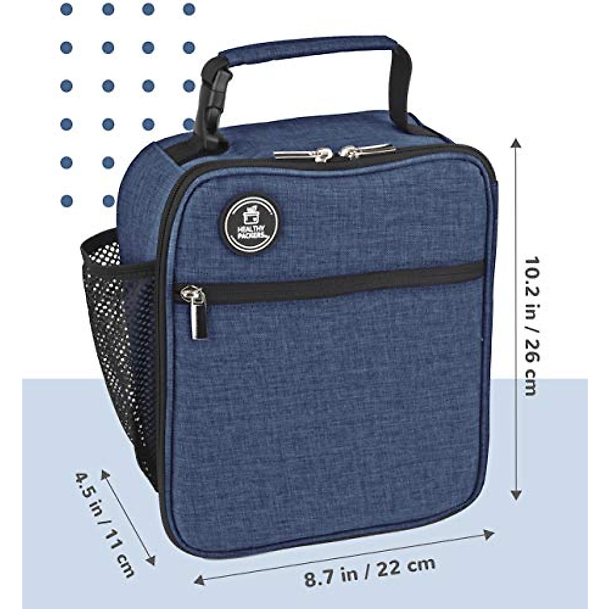 Insulated Lunch Bag for Men, Women & Kids with water bottle holder, Professional lunchbox for adults, Mens lunchbox for work, School and Outdoor Activities, waterproof insulated lunch box, Dark Blue