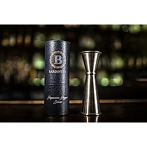 BARIANTTE Silver Double Jigger for Bartending, Cocktail Jigger 2 oz 1 oz, Cocktail Measuring Cup Japanese Jigger Shot Measure Jiggers, Bar Measuring Tools Bar Jigger with Measurements Inside