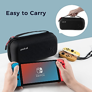pack all Carrying Case Compatible with Nintendo Switch and New OLED Model, Large Capacity Switch Travel Case, Portable Hard Game Case Travel Bag for Console & Accessories, 19 Game Card Slots (Black)