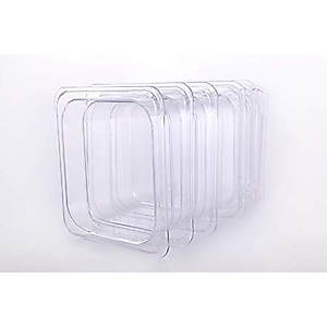 Hakka 1/6 Size Polycarbonate Food Pans,2.5"Deep Clear Steel Steam Table Pans Commercial Gastronorm Catering Food Containers for Restaurant, Hotel, Buffet,Party - Pack of 6