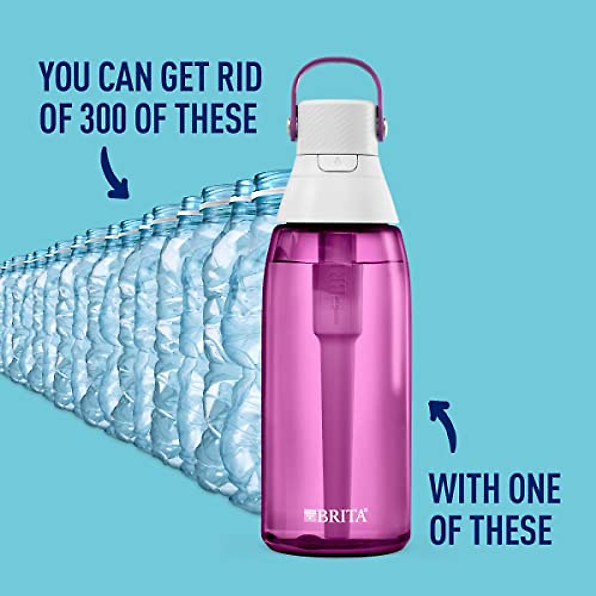 Brita Insulated Filtered Water Bottle with Straw, Reusable, BPA Free Plastic, Orchid, 36 Ounce