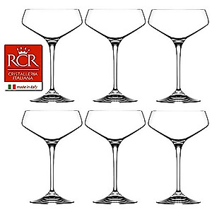 RCR Cristalleria Italiana Aria Collection 6 Piece Crystal Wine Glass Set (Champagne Coupe (11.25 oz))