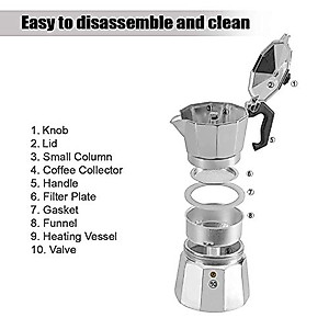 L7HWDP Stovetop Espresso Maker 3 Cup Moka Pot, Full Body Espresso,Classic Italian Style Espresso Cup,Easy to Operate & Quick Cleanup Pot