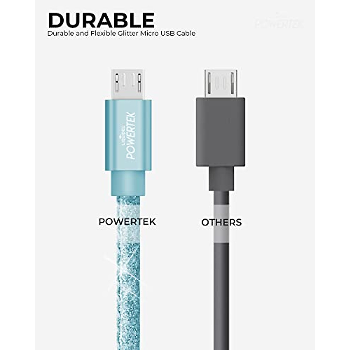 Micro USB Cable Android Charger, 6ft Fast Charging USB 2.0 A to Micro B Cable, Compatible with Samsung Galaxy S7 S6 Edge PS4 Xbox (Light Blue)