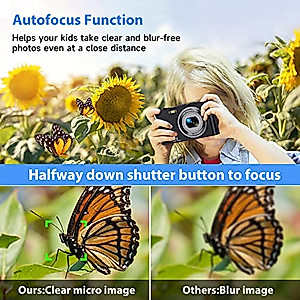 Digital Camera, Kids Camera with 32GB Sd Card, Autofocus FHD 1080p 48MP Compact Camera with 16x Digital Zoom, Vlogging YouTube Camera for Kids, Teens, Students, Girls, Boys, Adults, Beginners