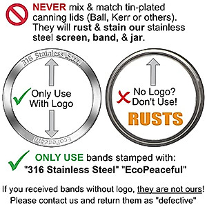 Mason Jar Sprouting Lids - 316 Surgical Stainless Steel Sprouting Lids for Wide Mouth Mason Jars- Rust-Proof, BPA-free - Curved Mesh Lids for Canning Jars (Wide Mouth)