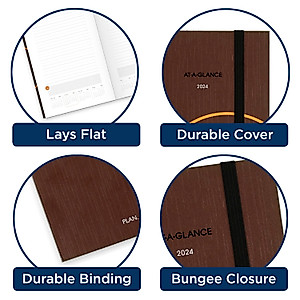 AT-A-GLANCE 2024 Daily Planning Notebook, Plan. Write. Remember. 5" x 8-1/4", small, Casebound, Brown(7062013024)