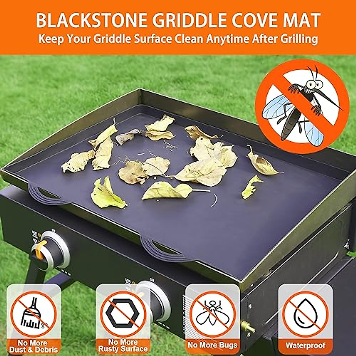 Upgraded Silicone Griddle Mat for Blackstone 22 Inch Griddle, Blackstone Griddle Mat 22 inch, Heavy Duty Food Grade Blackstone Griddle Accessories Protect Grill from Insects, Debris and Rust,Black