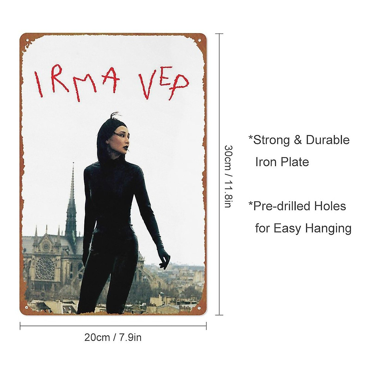 Irma Vep Movie Poster Creative Tin Sign Metal Sign Retro Wall Decor for Home Gate Garden Bars Restaurants Cafes Office Store Pubs Club Sign Gift 12 X 8 INCH Plaque Tin Sign