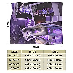 Ariana Grande Blanket Pop Singer 3D Printer Flannel Blanket Soft Warm Flannel Throw Blankets for Bed Couch Sofa Bedroom Living Room All Season Fans Gift 80x60 in -Purple Blanket