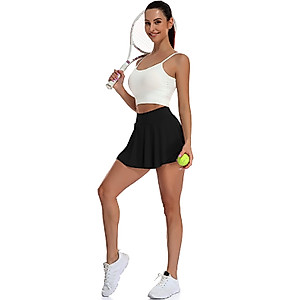 V FOR CITY Tennis Skirt for Women High Waist with Shorts Pockets Flowy Athletic Running Golf Skorts Skirts Black M