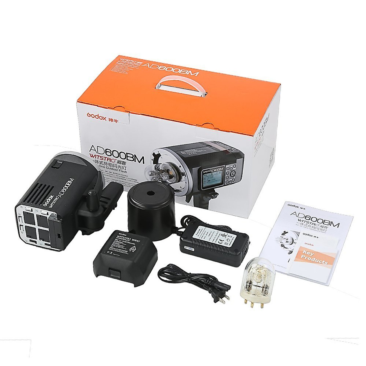 Godox AD600BM Bowens Mount 600Ws GN87 High Speed Sync Outdoor Studio Flash Strobe Monolight Light with 2.4G Wireless X System & 8700mAh Battery with 15x17cm Softbox & Filter & USB LED
