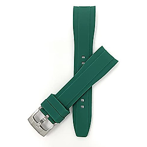 Bandini Silicone Watch Bands - Curved End - Embossed Rubber Replacement Watch Straps for Seiko, Omega and Rolex Watches with Round Cases - Waterproof - Stainless Steel Buckle - (Green, 20mm)