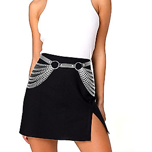 Ginfonr Leather Belt Multilayer Chain Layered Belly Chain Sexy Gift for Women Girls