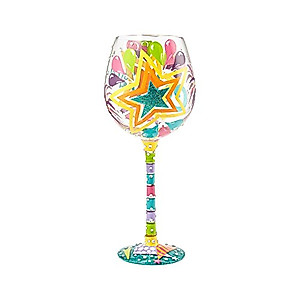 Enesco Designs by Lolita “Bling Celebrate” Hand-Painted Artisan Super Bling Wine Glass, 22 oz