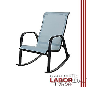 Grand patio Outdoor Mesh Sling Rocking Chair, Steel Rocker Seating Outside for Front Porch, Garden, Patio, Backyard (Blue 1PC)