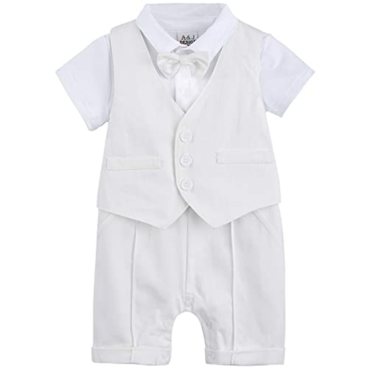 A&J DESIGN Baby Boy Baptism Outfits Christening Suits Infant Suspender Gentleman Wedding Dress Clothes Ivory 6-9 Months