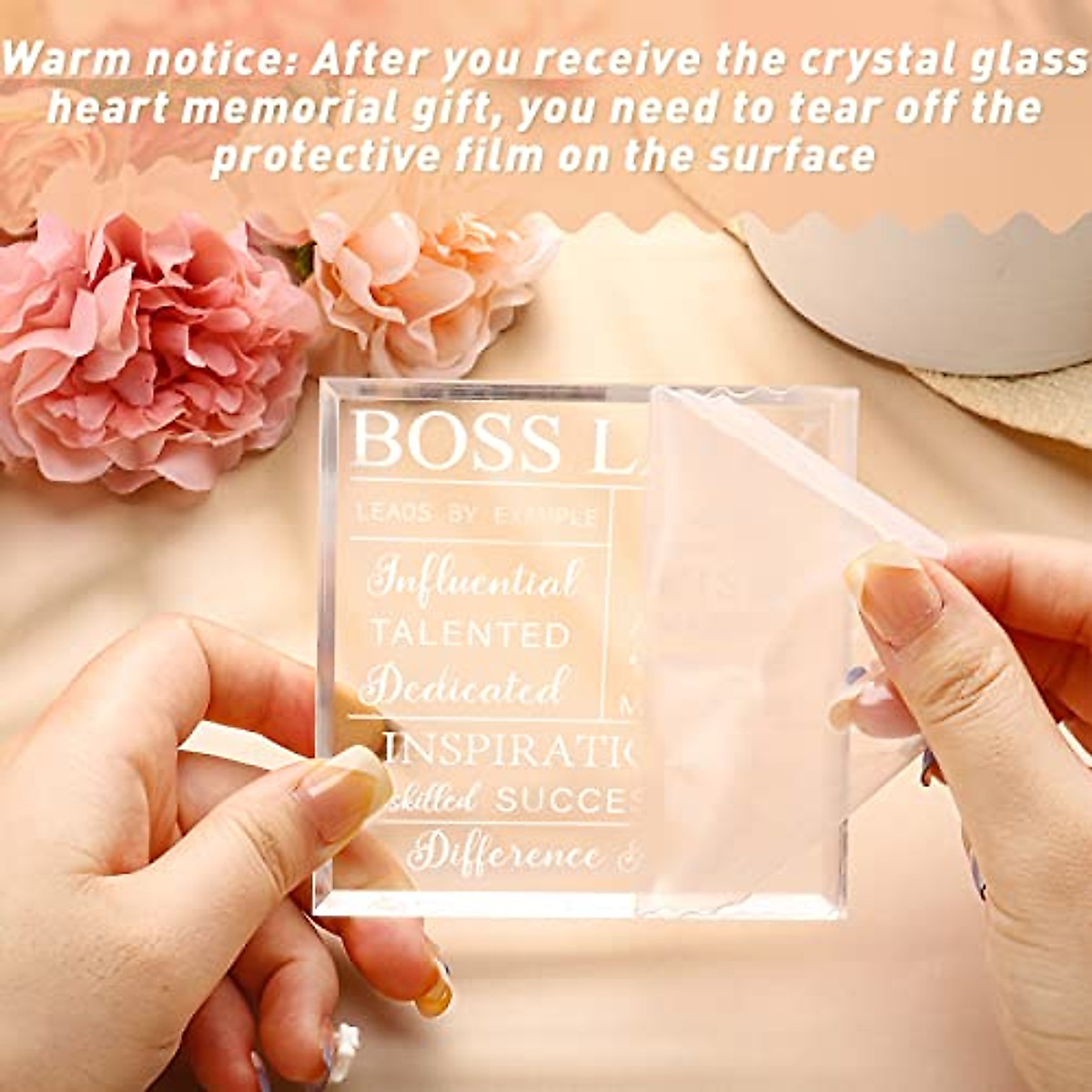 Yalikop Gifts for Women Acrylic Desk Boss Lady Office Decor Inspirational Quotes Boss Appreciation Keepsake And Paperweight for Birthday Christmas Gift(White, Classic Style)