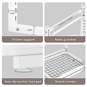 A.B Crew Adjustable 2-Tier Cups Mugs Drying Rack with Drain Tray Cups and Mugs Storage Organizer Coffee Cup Storage Shelf for Kitchen Countertop Decoration White