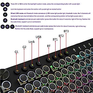 MK11 RGB Mechanical Keyboard Wireless/Wired Multi-Device Gaming Keyboard-Blue Switch-RGB LED Backlit-87 Keys for PC/Mac/iPad/iPhone/Smartphone/Laptop (Black)