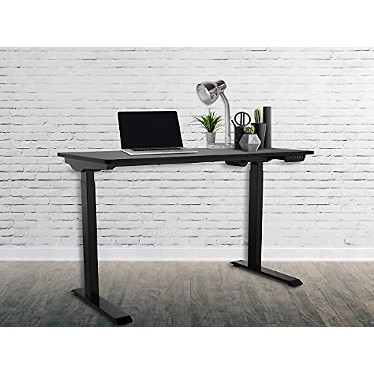 Monoprice Electric Single Motor Sit-Stand Complete Desk Table - Height Adjustable, Solid-Core Wood Top, for Home and Office, 47.2 x 23.6 Inch, Black - Workstream Collection