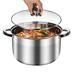 LEUGWAKN Stockpots with Lid-10 Quart Stainless Steel Stock pot-Soup Pot-Induction Pot-Cookware Pot-Cooking Pot-crock pot