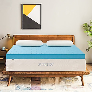 subrtex 3 Inch Memory Foam Mattress Topper Queen Gel-Infused Cooling Pad Pressure Relief Ventilated Bed Mattresses Topper, CertiPUR-US Certified