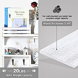 Asaultker Key and Mail Holder for Wall, Elegant Wall Mounted Mail Organizer with 8 Metal Key Hooks, Key and Mail Rack for Rustic Home Decor, Paulownia Wood