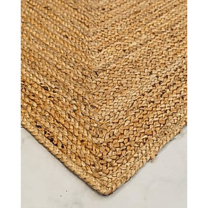 Handwoven Jute Area Rug- Natural Yarn- Rustic Vintage Beige Braided Reversible Rectangular Rugs for Bedroom, Kitchen, Living Room, Farmhouse (4x6 Feet)