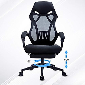 Office Recliner Chair, High-Back Desk Chair with Lumbar Support, Height Adjustable Seat, Breathable Mesh Back, Black