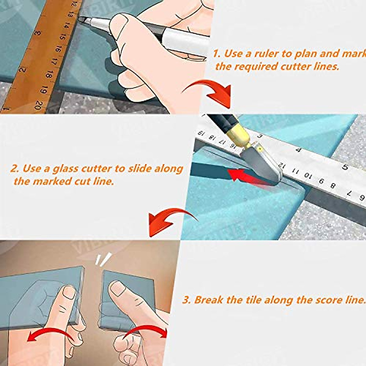 Glass Cutter Kit with Cutting Oil, 2mm-20mm Professional Cutting Head, Aotomatic Pencil Oil Feed Carbide Tip Glass Cutter Tool for Thick Glass Mosaic and Tile