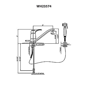 Whitehaus WH23574-POCH Metrohaus 9-Inch Single Lever Faucet with Matching Side Spray, Polished Chrome