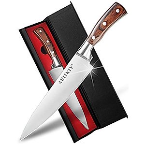 Professional Chef Knife 8 Inch, Kitchen Knife Made of AUS-10V Super Stainless Steel, Chefs Knife with a triple-riveted Ergonomic Handle,Sharp Cooking Knife with Gift Box