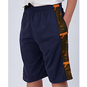 Real Essentials Boys Workout Quick Dry Shorts Youth Clothes Mesh Active Athletic Basketball Soccer Kids Pockets Running Teen Dry-Fit XL (16-18) 5-Pack