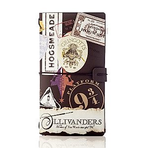 CON*QUEST Conquest Journals Harry Potter Travel Journal, Vegan Leather, 3 Inserts, 5 Bands, 2 Antiqued Binder Clips and Zipper Pouch. Designed For Everyday, Both Work and Play