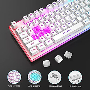 MageGee Gaming Keyboard and Mouse Combo, True RGB Backlit Membrane Office Keyboard, 104 Keys Aluminum Panel USB Quiet Wired Keyboard for Windows Laptop PC - White/Silver
